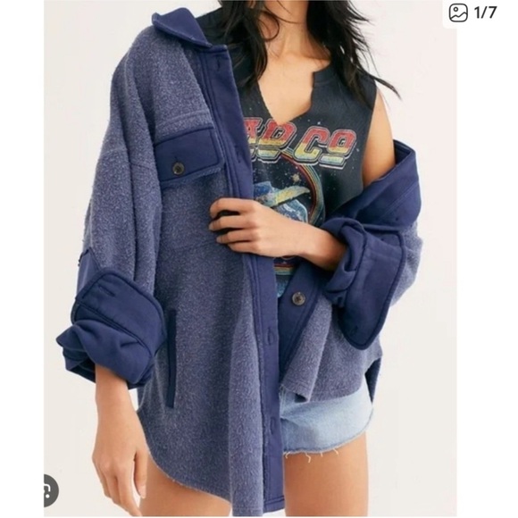 Free People | Jackets & Coats | Free People Ruby Jacket Blue Medium ...